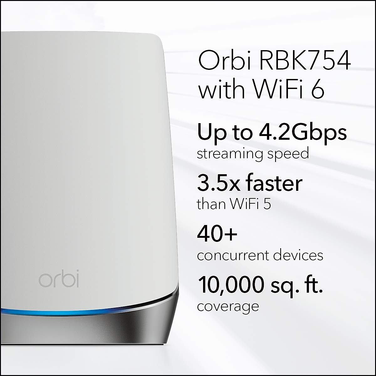 NETGEAR Orbi Whole Home Tri-Band Mesh WiFi 6 System (RBK754) – Router with 3 Satellite Extenders | Coverage up to 10,000 sq. ft. and 40+ Devices | AX4200 (Up to 4.2Gbps)