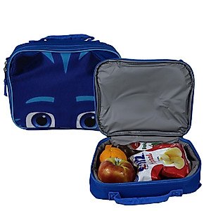 PJ Masks Girls & Boys Toddler 4 Piece Backpack Set for Kindergarten; Catboy, Gekko,& Owlette Travel School Bag w/Front Zip Pocket, Insulated Lunch Box, H2O Bottle, & Squish Ball Dangle