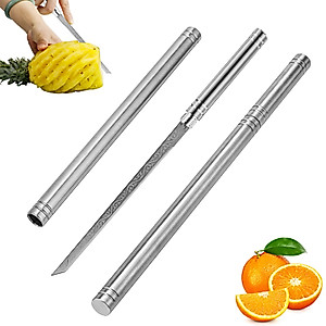 deterlect 2Pcs Multipurpose Outdoor Portable Fruit Knife with Sheath, All Steel Stick Shaped Fruit Knife, Cuchillo Multiusos Para Fruta Portátil Para Exteriores Con Funda