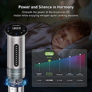 KitchenBoss Wifi Sous Vide Machine: Ultra-quiet Sous-vide Immersion Circulator Cooking Machine APP Control 1100W, IPX7 Waterproof Precision Cooker Accurate Temperature Digital Display, Silver (G310PS)