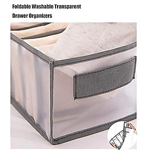 AINIJIA&HOLO 5 Pack Salcouth Organizers,Wardrobe Clothes Organizer, Mesh Foldable Washable Transparent Drawer Organizers for Jeans, Leggings, Underwear, Socks, T-Shirts (Grey)