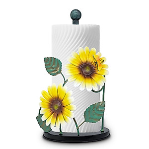 Metal Apple Blossom Paper Towel Holder Countertop, Kitchen Paper Towel Stand Holder for Kitchen Organization and Storage, One-Handed Operation Countertop Roll Dispenser for Standard and Large Rolls