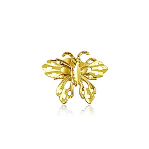 14k REAL Yellow Gold Butterfly Stud Earrings (10 x 8 mm)