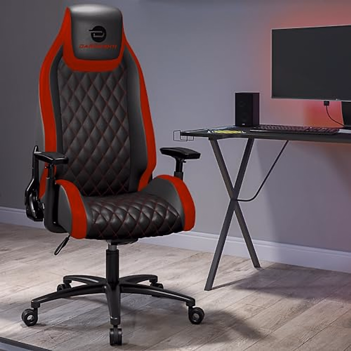 Atlantic Gaming Chair, Office Chair High Back Computer Chair Leather Desk Chair Racing Executive Ergonomic Adjustable, Swivel, Reclining Task Chair & Armrests, Lumbar Support (Red)