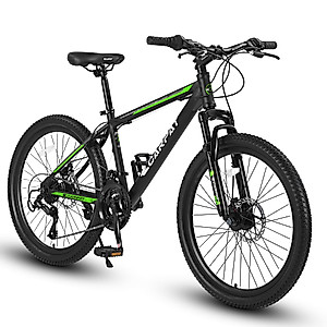 Mountain Bike for Teenagers/Adults with 21 Speed, 26 Inch Road Bikes with Mechanical Disc Brakes and High-Carbon Steel Frame, Men's/Women's Road Bicycle for Mountain Roads Forest Paths and Highways