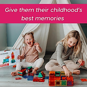 Imagimags Magnetic Building Tiles, 108 Piece Foundation Set for Boys Girls Kids, Educational Creative Learning Activity Building Block Toddler Toys, STEM, Children Ages 3 Years +