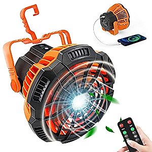 5000mAh Camping Fan:Rechargeable Tents Fan with Power Bank,Hanging Hook,Portable Fan with Lantern Remote Control Portable Type-C Charge Desk Fan Up to 20 Hours for Outdoor,Hiking,Fishing,Hurricane