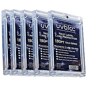 UVBLOC One Touch Card Holder 180pt (5 Pack) Magnetic Baseball Jersey Patch Protectors Sleeves Cases for Trading Sports Cards
