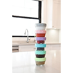 melii Glass Baby Food Freezer Jars, Snack Container with Lids, BPA Free, Microwave & Dishwasher Safe (2oz - 12 Piece Set)