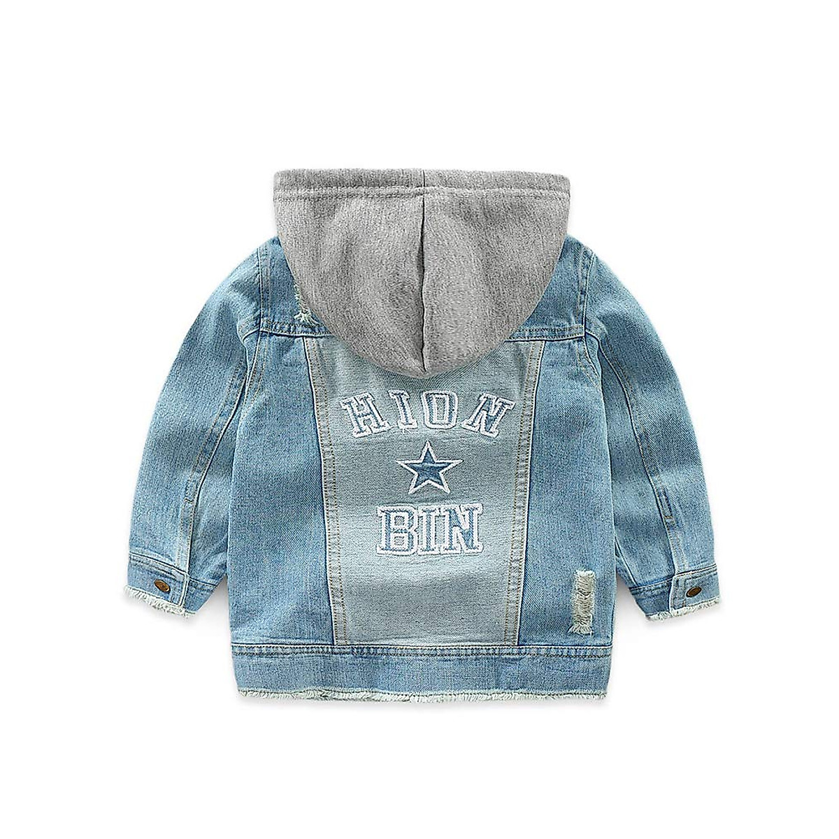 Abolai Baby Boys' Basic Denim Jacket Hoodie Button Down Jeans Jacket Top (5T(120#), Lightblue)