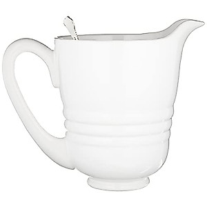 Mud Pie - 4551021 Mud Pie Ceramic Bloody Mary Pitcher Set 80 oz, 8.25 X 6.25, White