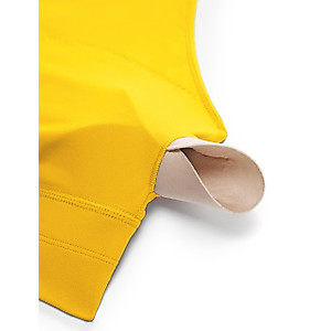 CRZ YOGA Womens Butterluxe Strappy High Neck Longline Sports Bra - Wireless Criss Cross Back Padded Workout Cropped Top High Visibility Yellow Medium