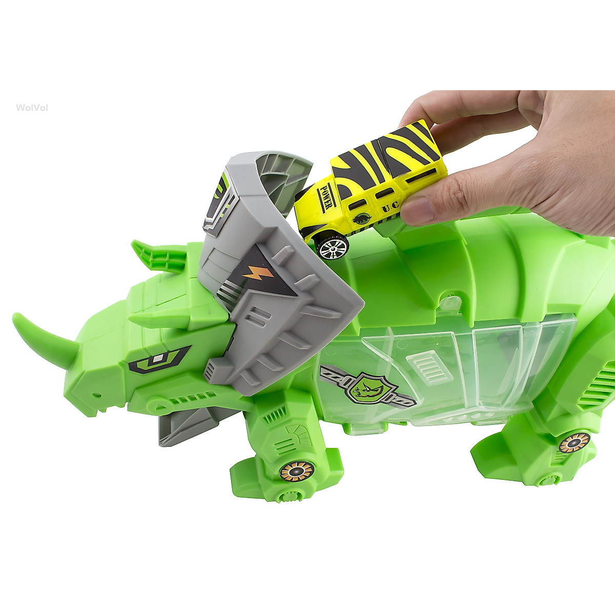 WolVolk Perfect Dinosaur Storage Carrier for Your Dinosaurs and Cars (Includes Mini Dinosaurs and car Toys)