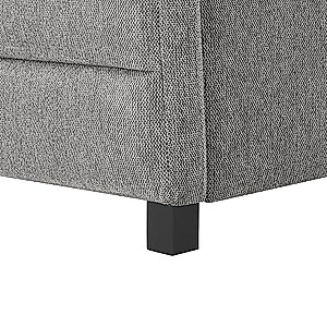 Flieks Twin Size Upholstered Daybed with Two Drawers, Linen Fabric Upholstered Sofa Bed, Wheeled Storage Daybed with Wood Frame, No Box Spring Needed, Gray