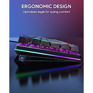 Aglaia Mechanical Gaming Keyboard, RGB Backlit 104 Keys Wired Keyboard Blue Switches, 12 Lighting Effects, Customizable Keys, Programmable Macro, Durable & Ergonomic for Windows Mac Computer Desktop