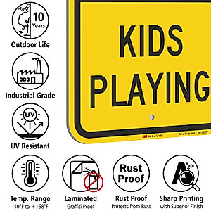 SmartSign "Slow Down - Kids Playing" Sign | 12" x 18" 3M Engineer Grade Reflective Aluminum