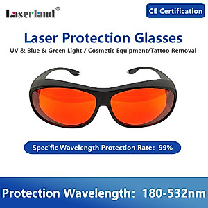 Laser Safety Glasses 532nm OD6 180nm-532nm Wavelength Violet/Blue/Green Laser Protective Goggles for 405nm, 445nm, 450nm,473nm 532nm, Like Tattoo Eyebrow Removing T1- F