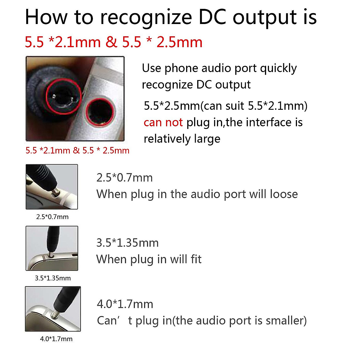 (Plesae Check The Output Size by Pic) DIKOO AC Power Adapter Output 6V 1A Wall Charger DC Adapter 3ft Length US Plug 5.5 x 2.5/5.5 x 2.1mm