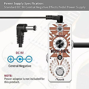 Amuzik Guitar Noise Gate Effect Pedal Noiser Killer Pedals for Electric Guitar Cleaner Noise Gate Suppressor Effect Pedal Full Metal Shell Ture Bypass for 2 Modes Mini Size