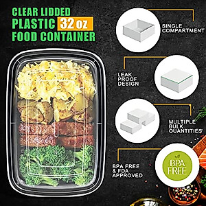 Aivoch Update 50 Pack 32 oz Meal Prep Container, Food Storage Containers with Lids, Disposable Bento Box Reusable Plastic Lunch Box Kitchen Food Take-Out Box Microwave Dishwasher Freezer Safe