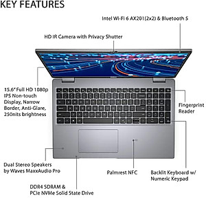 2021 Newest Dell Latitude 5520 Business Laptop, 15.6" FHD IPS Backlit Display, i7-1185G7 vPro, 64GB RAM, 4TB SSD, IR Camera, Backlit Keyboard, Fingerprint Reader, WiFi 6, Thunderbolt, NFC, Win 11 Pro