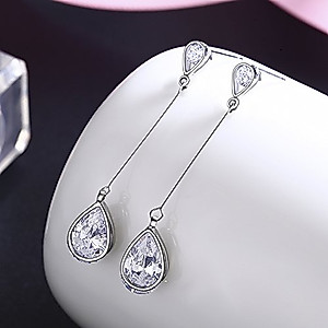 SBLING Platinum-Plated Cubic Zirconia Teardrop Earrings, 3.9 cttw, Teardrop