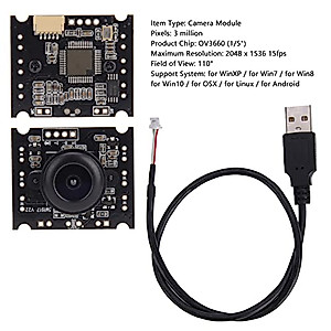 Marukio USB Camera Module OV3660 Chip USB2.0 Output 2048 x 1536 15fps 110° Support Mobile OTG for WinXP/for Win7 / for Win8 / for Win10 / for OSX/for Linux/for Android System