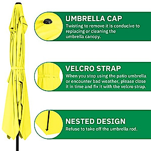 MEWAY Rectangular Patio Umbrella Garden Market Umbrella with Tilt and Crank for Garden Deck Backyard Pool Patio Table (6.6 X 10 ft, Yellow)