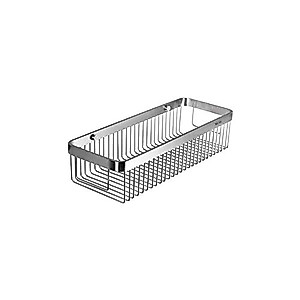 Thwarm Bathroom Racks 304 Stainless Steel Wide Side Brushed Net Basket Rectangular Wire Basket Wall Mount Mounted Single Tier Bathroom Bath Shower Storage Holder for Shampoo Conditioner