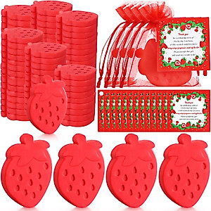 Swiffen 50 Set Strawberry Shaped Soap Baby Shower Favors for Guest 50 Scented Soap with 50 Thank Tags and 50 Return Gift Bags for Strawberry Party Supplies