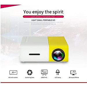 LED Home HD Mini Portable Micro Projector Projector, Mini Projector, New YG300 Portable Projector Full HD1080P Multi Interface Home Entertainment TV Movie Projector with HDMI/USB Kids Gifts (Yellow)