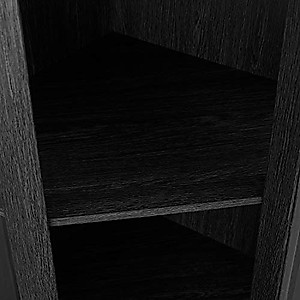 Home Source Corner Bar Unit 73" Charcoal with Two Glass Shelves, Built-in Wine Rack, | Storage | Living Room, Home Office, Kitchen, Small Space (Charchoal/Black, 73" Corner Bar)