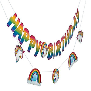 Fun Express - Unicorn Happy Birthday Garland for Birthday - Party Decor - Hanging Decor - Garland - Birthday - 2 Pieces