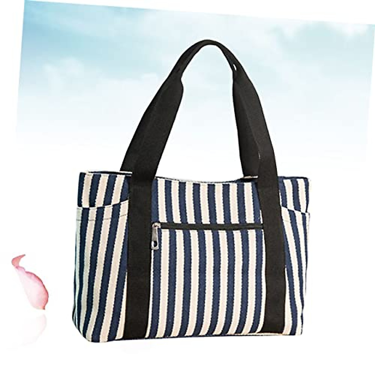 TENDYCOCO Capacity Canvas Handbag Tote Large Women Mommy Shoulder Striped Bag for Navy