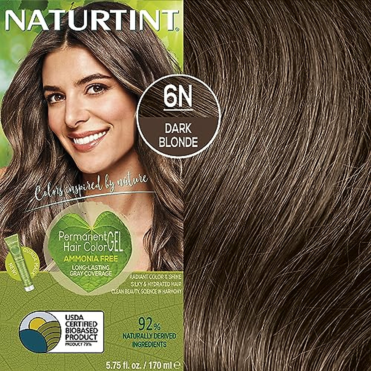 Naturtint Permanent Hair Color 6N Dark Blonde (Pack of 1), Ammonia Free, Vegan, Cruelty Free, up to 100% Gray Coverage, Long Lasting Results
