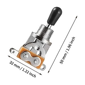 TintJungle 3 Way Short Straight Guitar Toggle Switch Pickup Selector with Tip Knob Caps Compatible with Gibson Toggle Les Paul Electric Guitars(Chrome Tip)