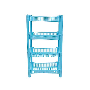 Qtqgoitem Plastic Kitchen Bath 4 Layers Shelf Detergent Storage Rack Blue (model: a1c 316 207 a34 88a)