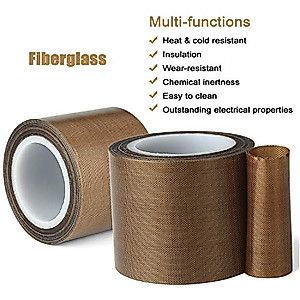 Teflon Tape, 1/2 Inch 30 Feet Fabric PTFE Tape for Vacuum Sealer, Hand and Impulse Sealer Machine, Insulation PTFE Coated Fiberglass Adhesive Tape Fit for FoodSaver, Seal A Meal, Weston, Cabella etc.