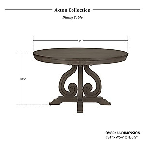 Lexicon Axton Round Dining Table, Distressed Dark Oak