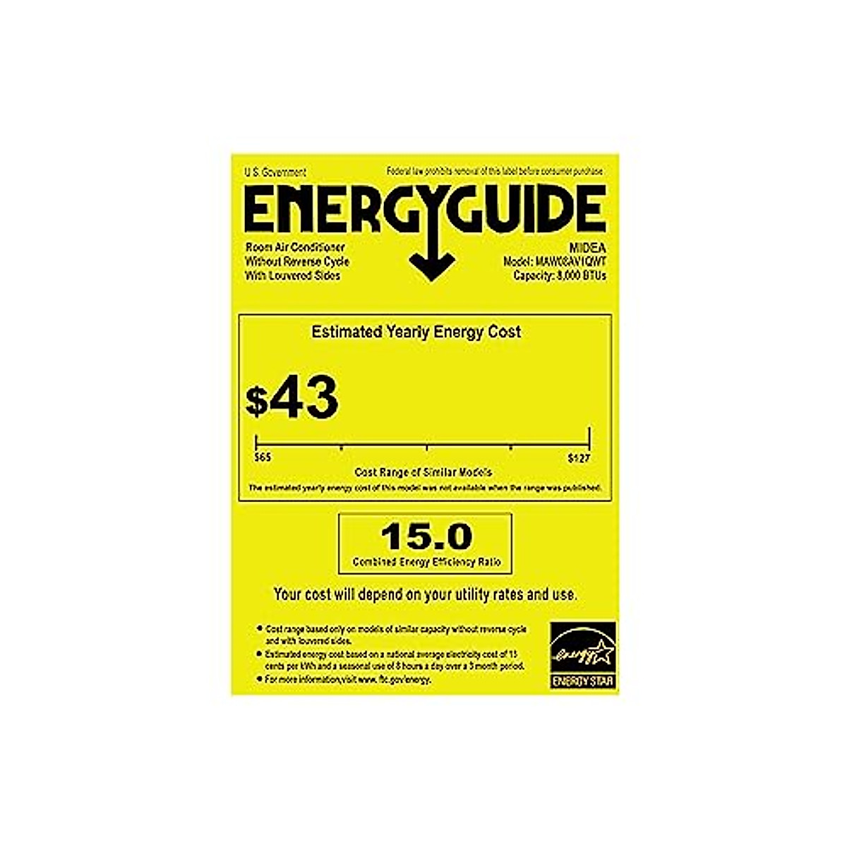 Midea 8,000 BTU U-Shaped Smart Inverter Window Air Conditioner– Ultra Quiet with Open Window Flexibility, Compatible with Alexa/Google Assistant, 35% Energy Savings,White