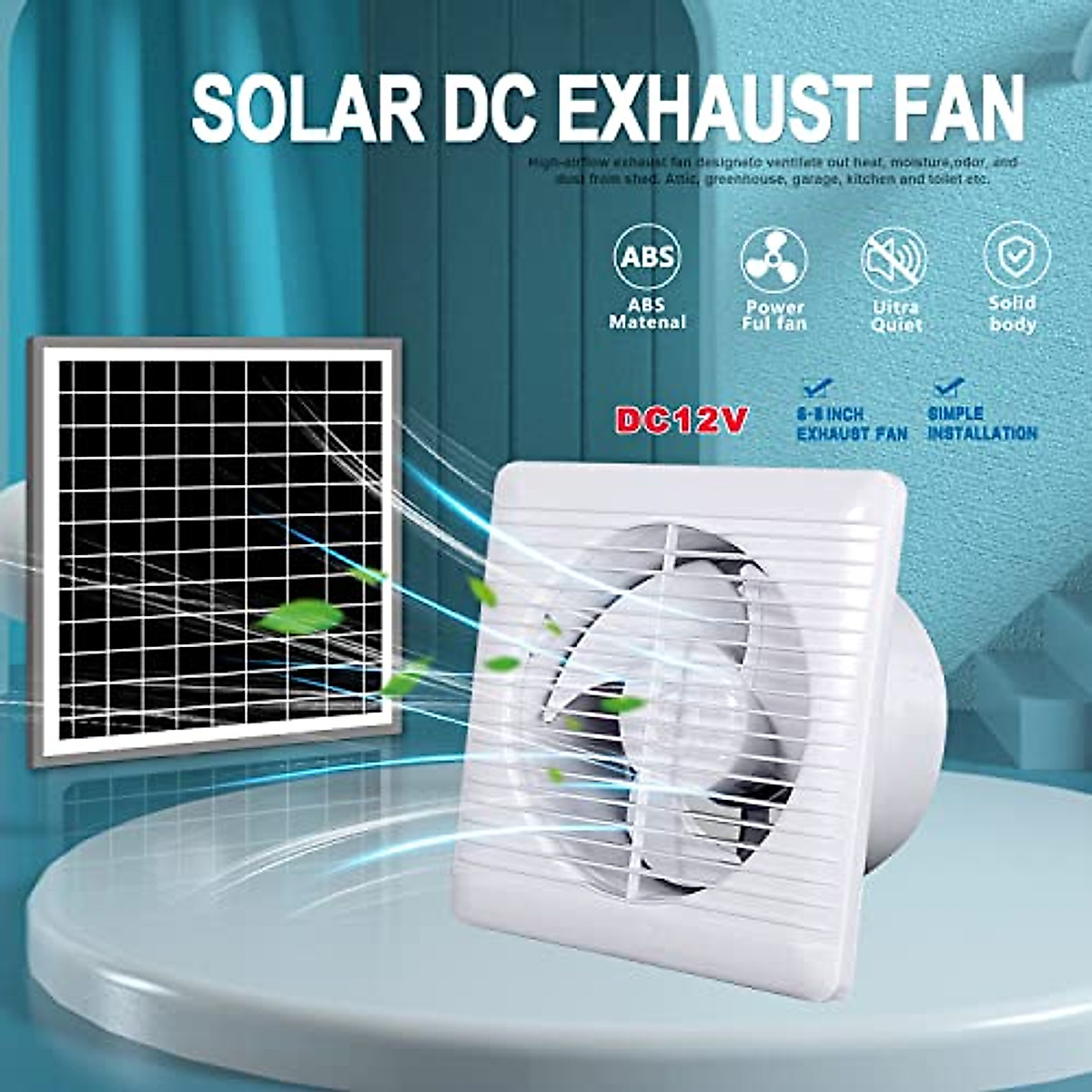 Shyueda Solar Exhaust Fan Year-Round Eco-Friendly Cooling & Ventilation Sun Powered DC Fan 25W Waterproof Solar Panel Power for Any Space Greenhouse, Garage,Shed, Barn, Workshop,pet House