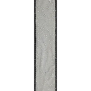 Offray Wired Edge Cosmic Glitz Craft Ribbon, 1 1/2-Inch x 9-Feet, Black