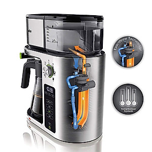 Braun MultiServe Coffee Machine 7 Programmable Brew Sizes / 3 Strengths + Iced Coffee & Hot Water for Tea, Glass Carafe (10-Cup), Stainless Steel, Silver KF9170SI
