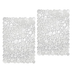 mDesign Adjustable Kitchen Sink Dish Drying Mat/Grid - Soft Plastic Sink Protector - Cushions Sinks, Stemware, Glasses, Dishes - Quick Draining Bubble Design - Large, 15.5" Long, 2 Pack - Clear