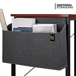 MoNiBloom Home Office Computer Desk with Storage Bag, 40" Writing Study Modern Simple Style Laptop Table, Teak Color