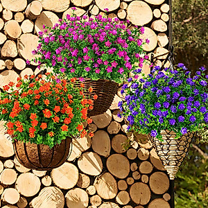 ArtBloom 6 Bundles Outdoor Artificial Flowers UV Resistant Fake Boxwood Plants, Faux Plastic Greenery for Indoor Outside Hanging Plants Garden Porch Window Box Home Wedding Farmhouse Decor (Magenta)