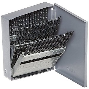 Chicago Latrobe 57716 150 Series High-Speed Steel Jobber Length Drill Bit Set with Metal Case, Black Oxide Finish, 118 Degree Conventional Point, Wire Size, 60-piece, #60 - #1