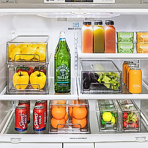 Sorbus Fridge Drawers - Clear Stackable Pull Out Refrigerator Organizer Bins - Food Storage Containers for Kitchen, Refrigerator, Freezer, Vanity & Fridge Organization and Storage (2 Pack | Large)