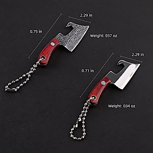 NBGDY Mini Pocket Damascus Knife keychain Set,Tiny Chef Knife Set for Package Opener ，Box Cutter， Beer Bottle Opener -2pcs(kpq-1037)