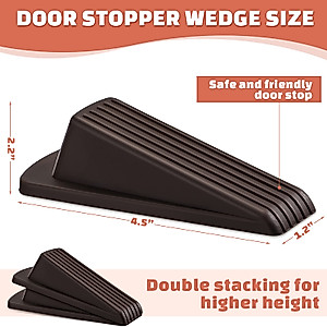 Frienda 36 Pcs Door Stoppers for Bottom of Door Rubber Door Wedge Stop Sturdy Door Stop Bulk for Heavy Duty Door Bottom Carpet Tile Concrete Wooden Floor (Brown)